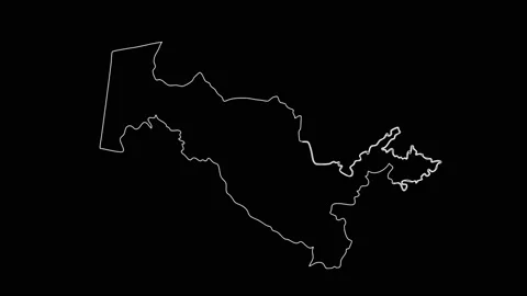 2D Map of Uzbekistan, Uzbekistan map whi... | Stock Video | Pond5