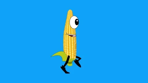 2d sweetcorn Animated Character on blue ... | Stock Video | Pond5