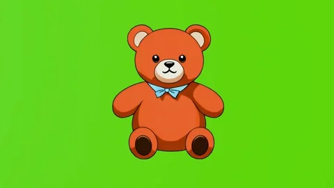 2d teddy bear isolated on a green screen | Stock Video | Pond5