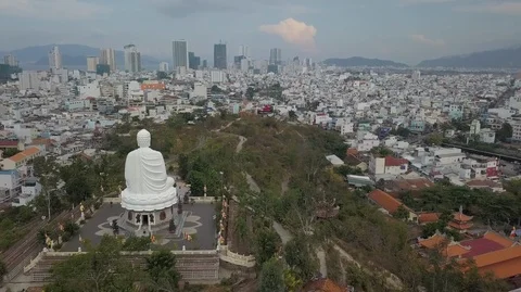 2K Aerial Top view of Sitting Big Buddha... | Stock Video | Pond5