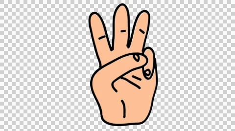 3 fingers icon cartoon hand drawn illust... | Stock Video | Pond5