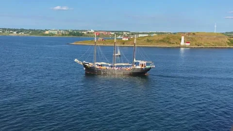 3-mast Barque sailing vessel crusing in ... | Stock Video | Pond5