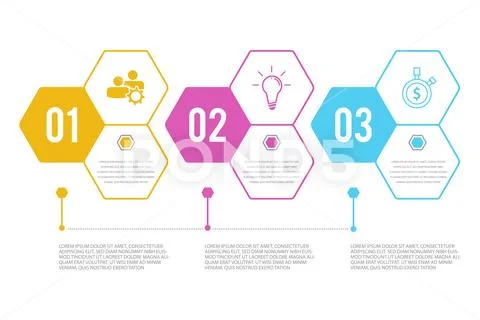 3 steps workflow infographic with in flat style on the white background ...