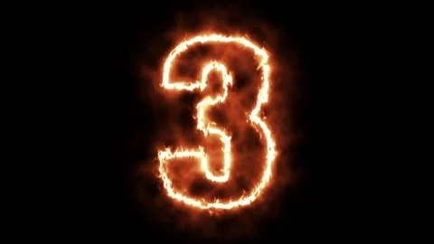 3 - three hot burning number on black ba... | Stock Video | Pond5
