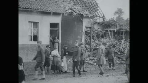 305th Engrs clean debris of ruined build... | Stock Video | Pond5
