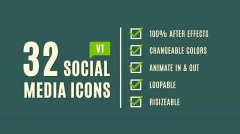 32 Social Media Icons ~ After Effects Template #49014513
