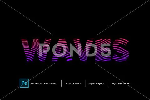 PSD Template: 32 waves text effect Design Photoshop Layer Style #196157489