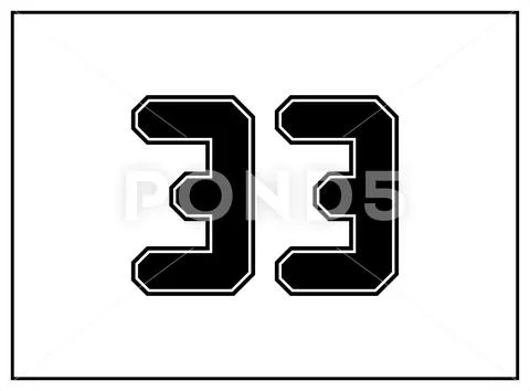 33 number classic american, college style font. Uniform letter in black ...