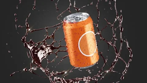 330ml soda can falling splash slow motio... | Stock Video | Pond5