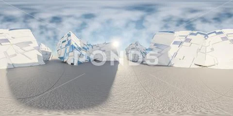 360 degree full panorama environment map of futuristic buildings with ...