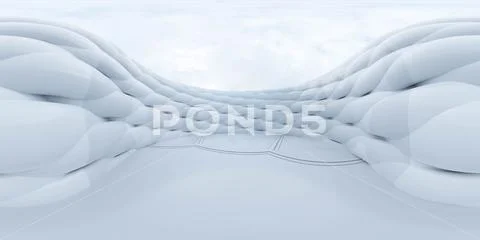360 degree full panorama environment map of bright white metallic walls ...