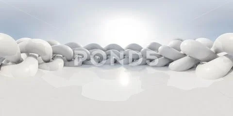 360 degree full panorama environment map of bright white metallic walls ...