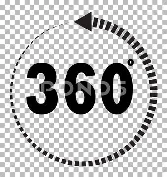 360 degrees icon on transparent background. flat style. 360 degrees ...