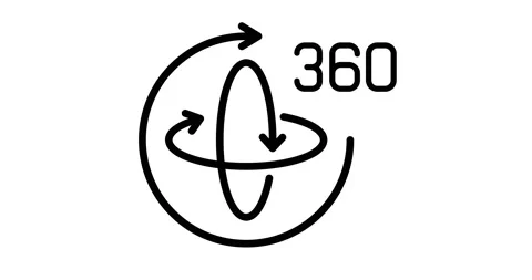 360 degrees rotation animated outline ic... | Stock Video | Pond5