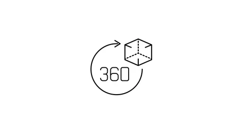 360 degrees rotation animated outline ic... | Stock Video | Pond5