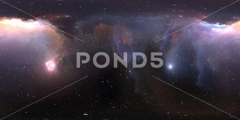 360 Equirectangular projection. Space background with nebula and stars ...