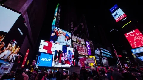 360 pan rotation at the vibrant Times Sq... | Stock Video | Pond5