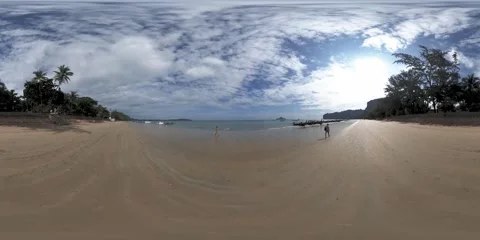 360 VR beautiful beach sea sand and sky.... | Stock Video | Pond5