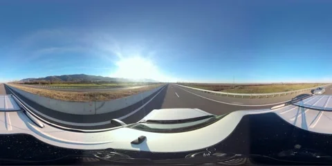 360 VR A car is driving on a freeway at ... | Stock Video | Pond5
