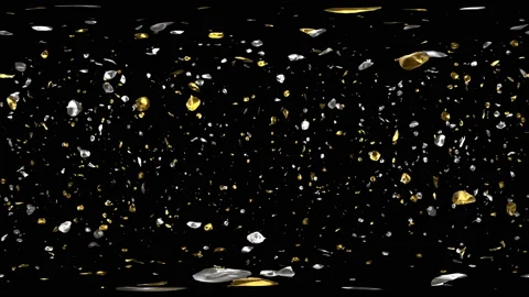 360 VR Flying Romantic golden silver Flo... | Stock Video | Pond5