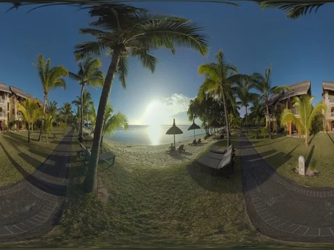 360 VR Tropical resort with view to the ... | Stock Video | Pond5