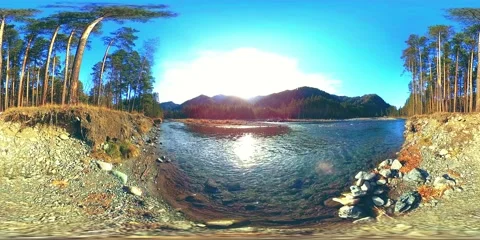 360 VR virtual reality of a wild mountai... | Stock Video | Pond5