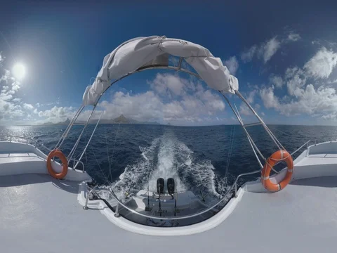 360 VR Yacht sailing in ocean along Maur... | Stock Video | Pond5