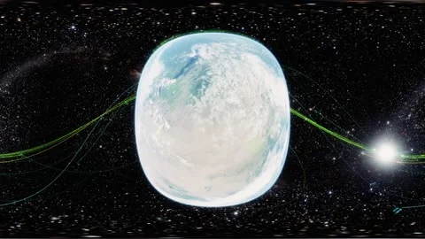 360 VR Zooming out of Earth with Orbital... | Stock Video | Pond5