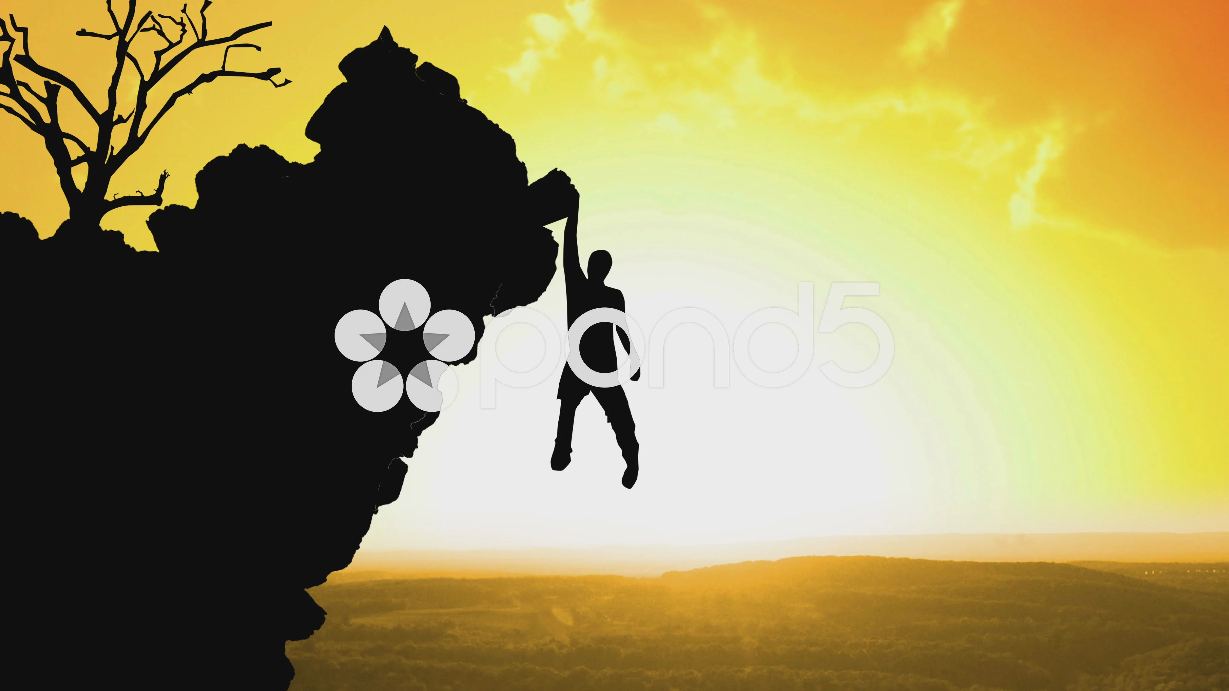 Rock Climbing Silhouette Sunset