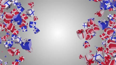 3D 4K gift boxes falling on blue screen.... | Stock Video | Pond5