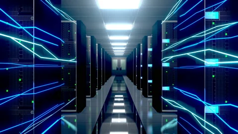 3D 4K servers/ server room/ rack compute... | Stock Video | Pond5