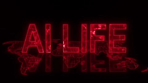 3d AI life text technology earth map ani... | Stock Video | Pond5