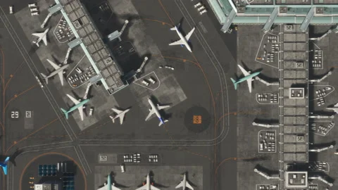 3d Airport Render Model Top View | Stock Video | Pond5