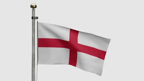 3D Alpha channel England flag waving on ... | Stock Video | Pond5