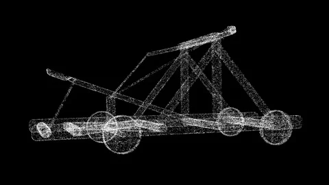 3D ancient Catapult rotates on black bac... | Stock Video | Pond5