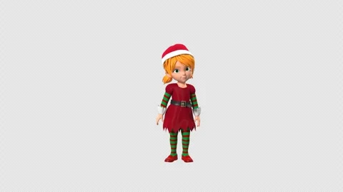 3D Animated Cartoon Elf Girl Standing An... | Stock Video | Pond5