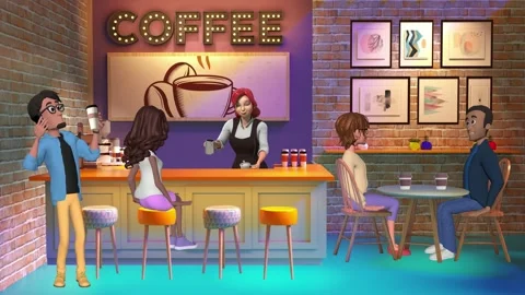 3D Animated Coffee Shop Background | Stock Video | Pond5
