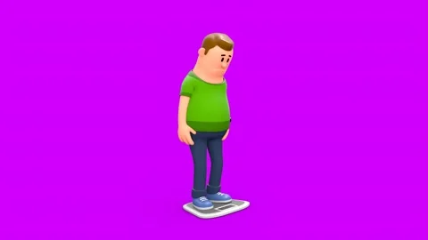 3D Animated Fat Man Standing on a Scale ... | Stock Video | Pond5
