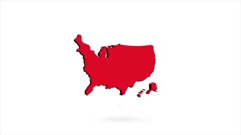 3d animated flat map the United State of... | Stock Video | Pond5