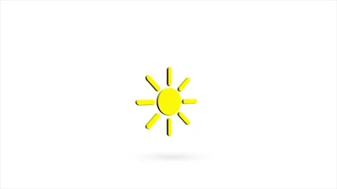 3d animated flat sun icon with shadow is... | Stock Video | Pond5