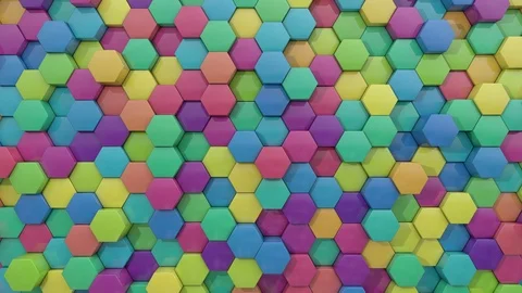 3d animated hexagon random color | Stock Video | Pond5
