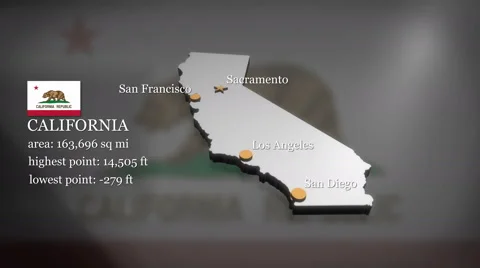 3D animated Map of California | Stock Video | Pond5