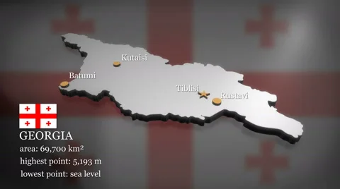 3D animated Map of Georgia (country) | Stock Video | Pond5
