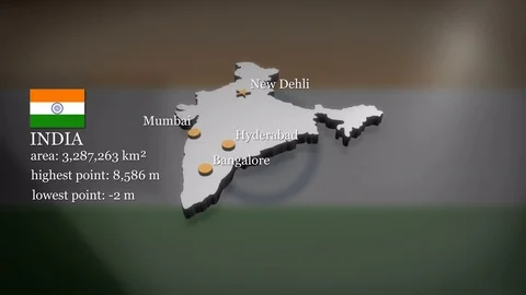 3D animated Map of India | Stock Video | Pond5