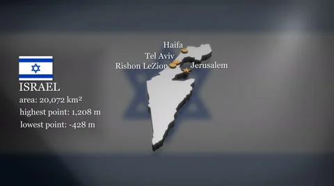 3D animated Map of Israel (without Westb... | Stock Video | Pond5