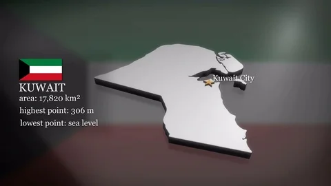 3D animated Map of Kuwait | Stock Video | Pond5