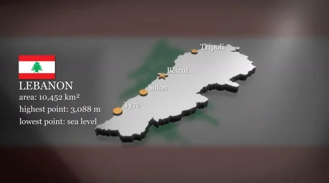 3D animated Map of Lebanon | Stock Video | Pond5