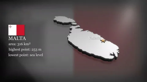 3D animated Map of Malta | Stock Video | Pond5