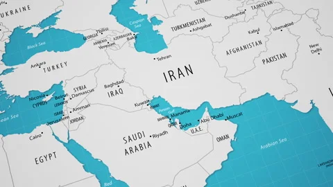 3D animated map of the Middle East with ... | Stock Video | Pond5
