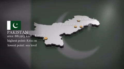 3D animated Map of Pakistan | Stock Video | Pond5